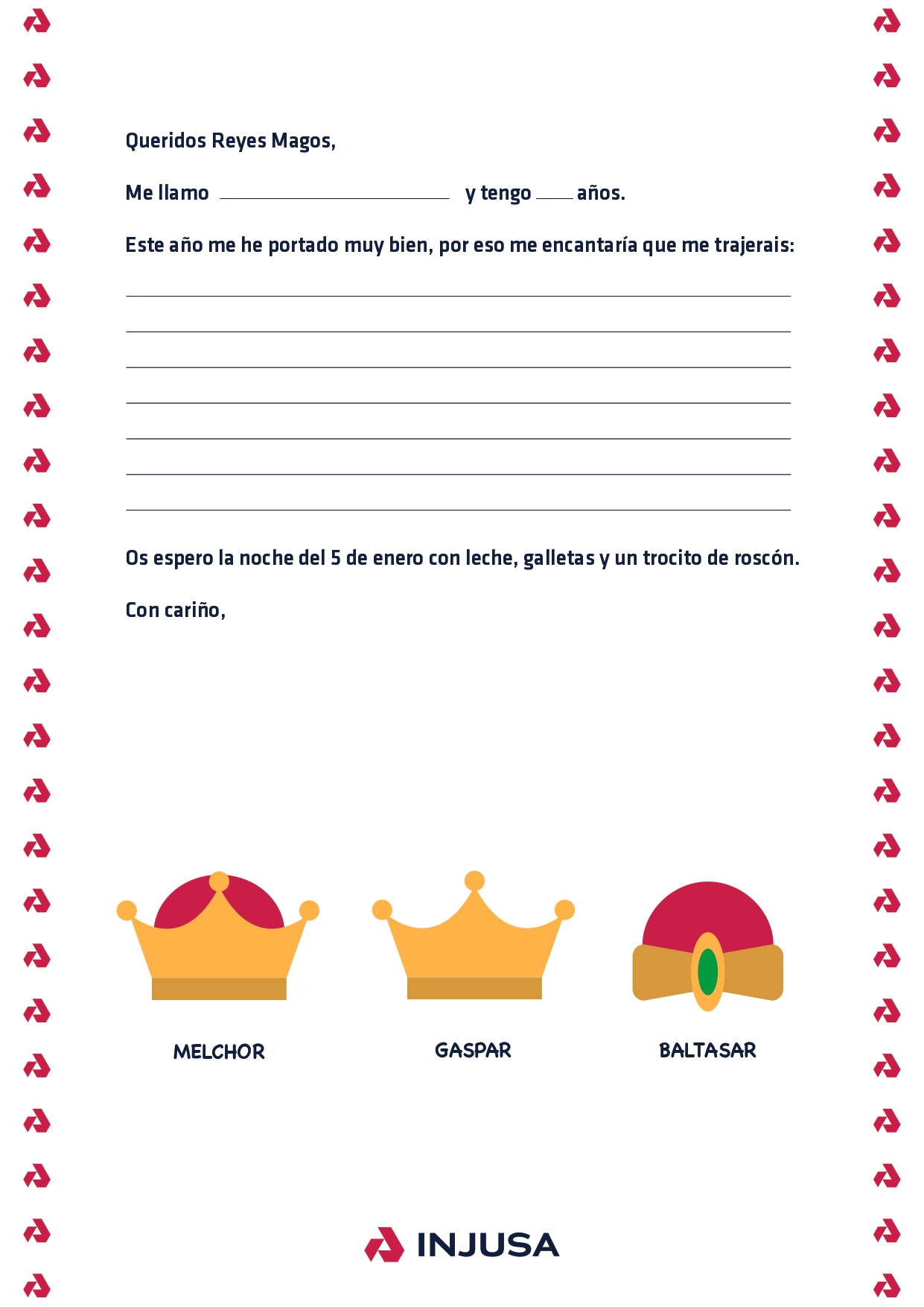 carta descargable para los reyes magos
